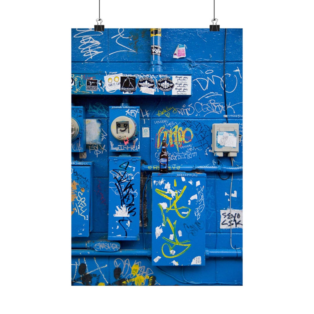 Blue Graffiti Street Art Poster - Urban Utility Boxes Photography - Etsy