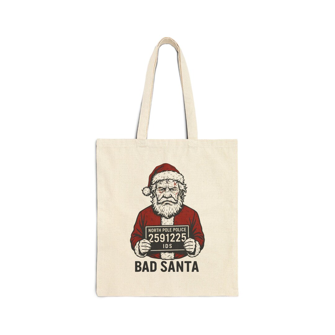 Bad Santa Mugshot Cotton Canvas Tote Bag - North Pole Police - Etsy