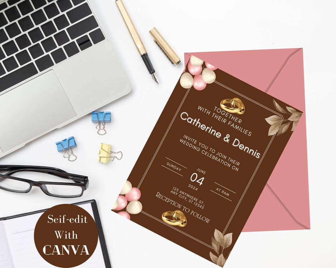 Editable Wedding Invitation Card: Elegant Red Wedding Invite | Download ...