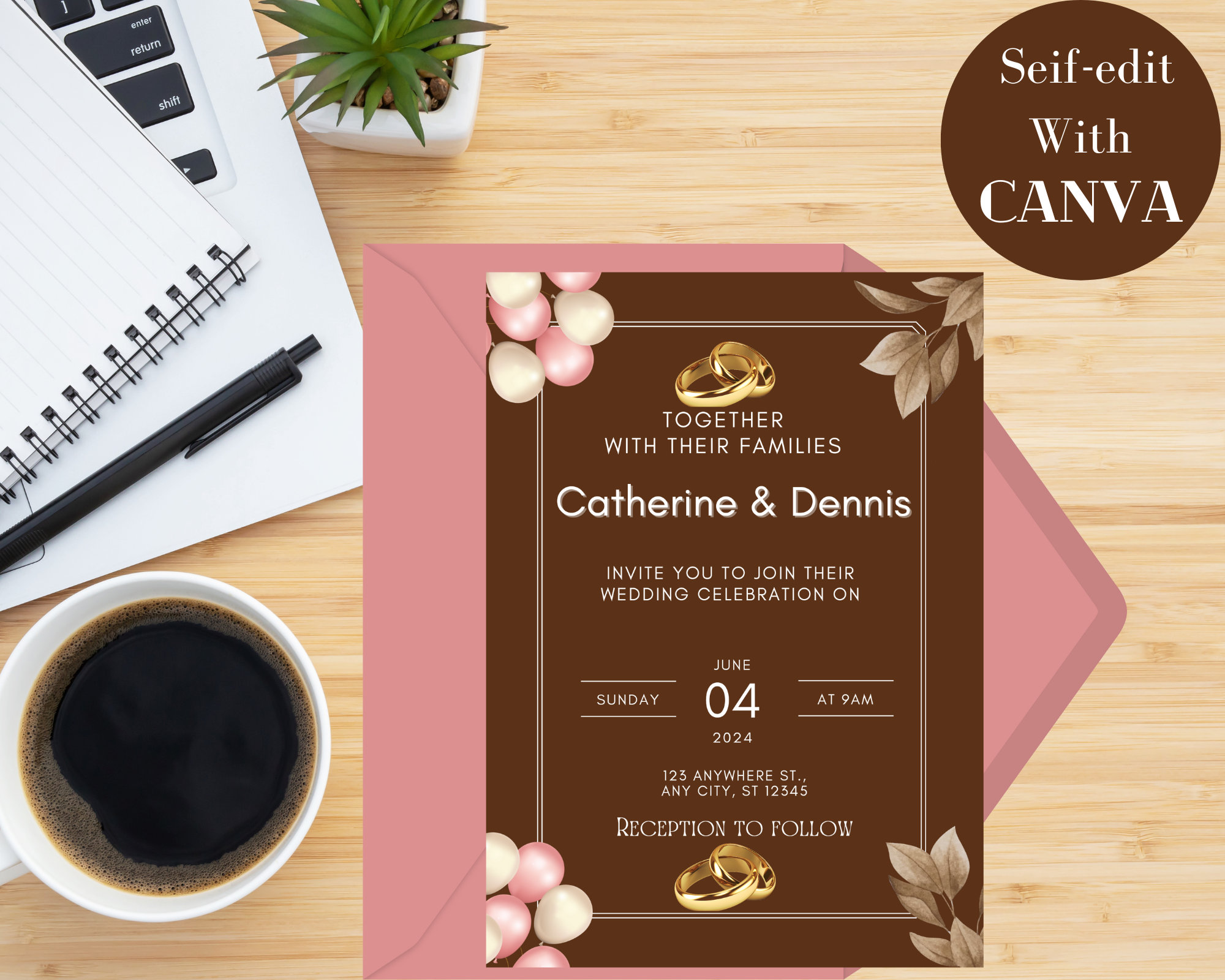 Editable Wedding Invitation Card: Elegant Red Wedding Invite Download ...
