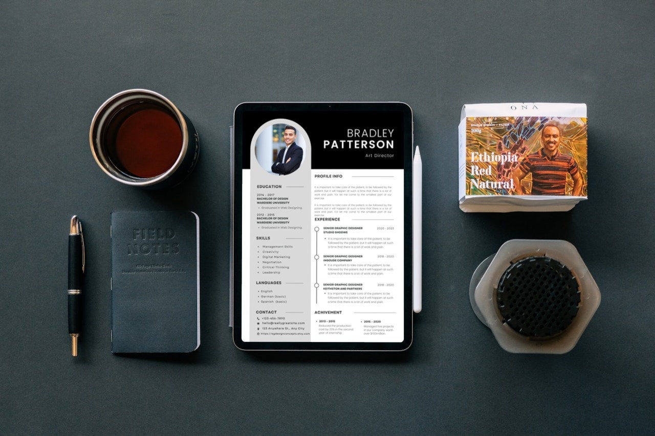 Contemporary Edge: Professional Modern CV Resume Template Editable File ...