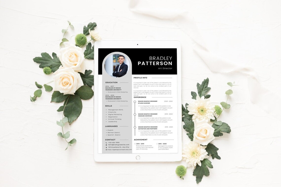 Contemporary Edge: Professional Modern CV Resume Template Editable File ...