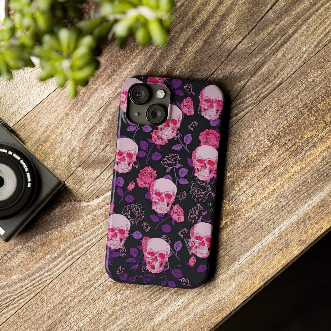 Goth Aesthetic Phone Case, Skull Phone Case, Pink Skull Phone Case ...