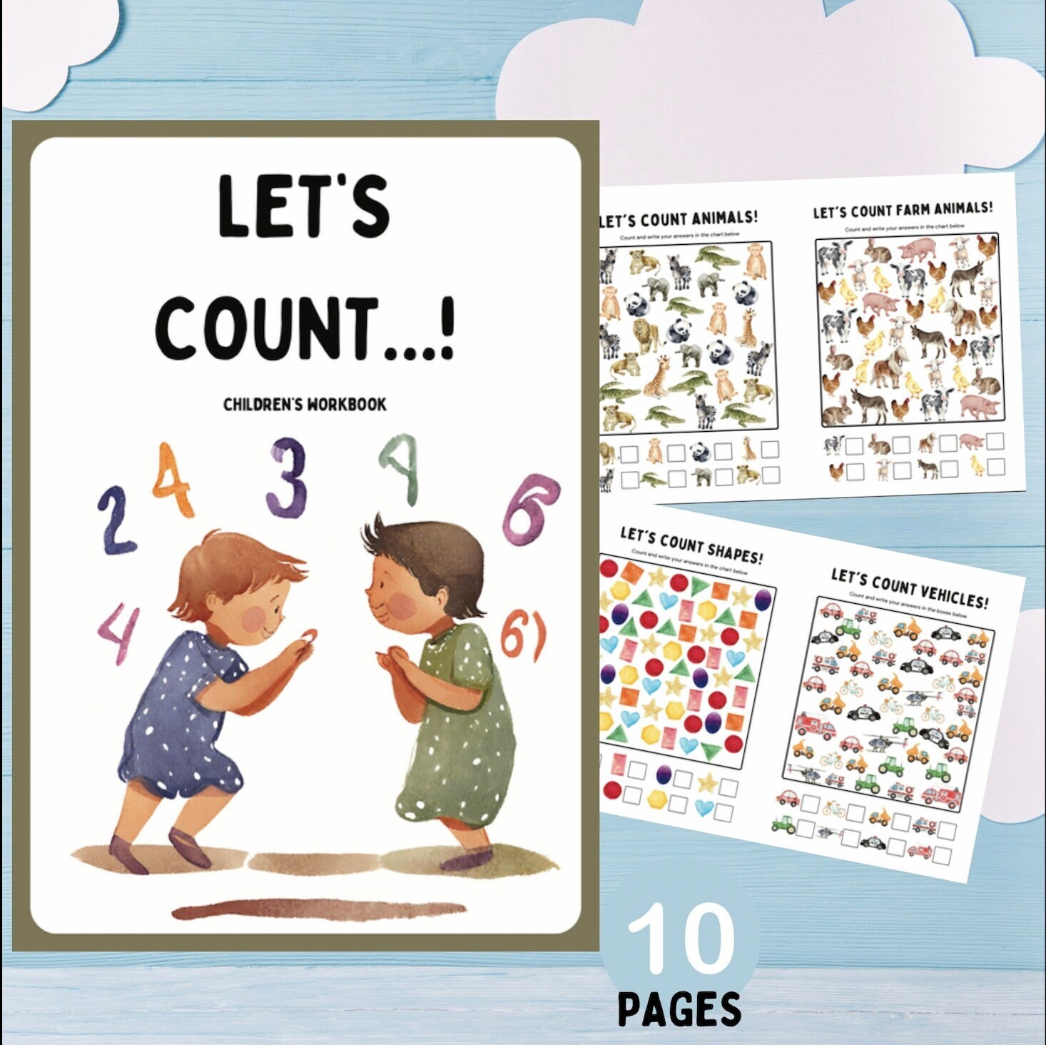 Learn to Count Printable Preschool PDF Worksheets Book - Etsy