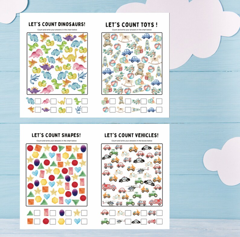 Learn to Count Printable Preschool PDF Worksheets Book - Etsy