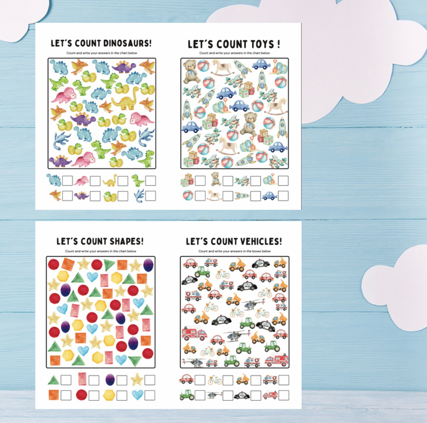 Learn to Count Printable Preschool PDF Worksheets Book - Etsy