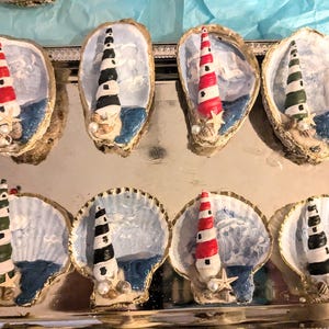 Hand-painted ALL Natural Shells Lighthouse Ornament: Starfish & Pearl ...
