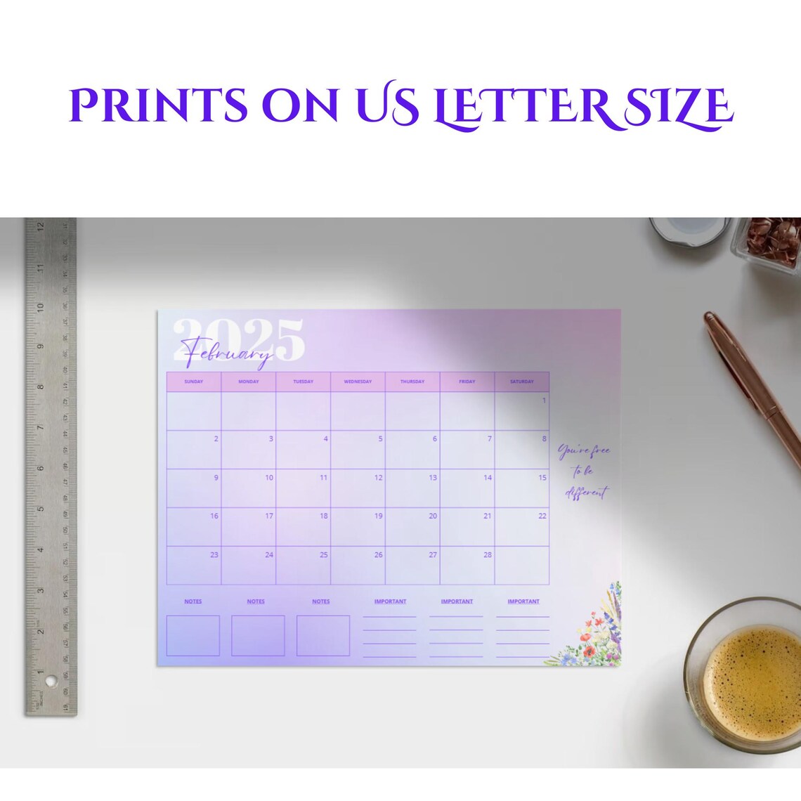 Monthly Blank Calendar, Printable Calendars, 2025 Calendar, Beautiful ...
