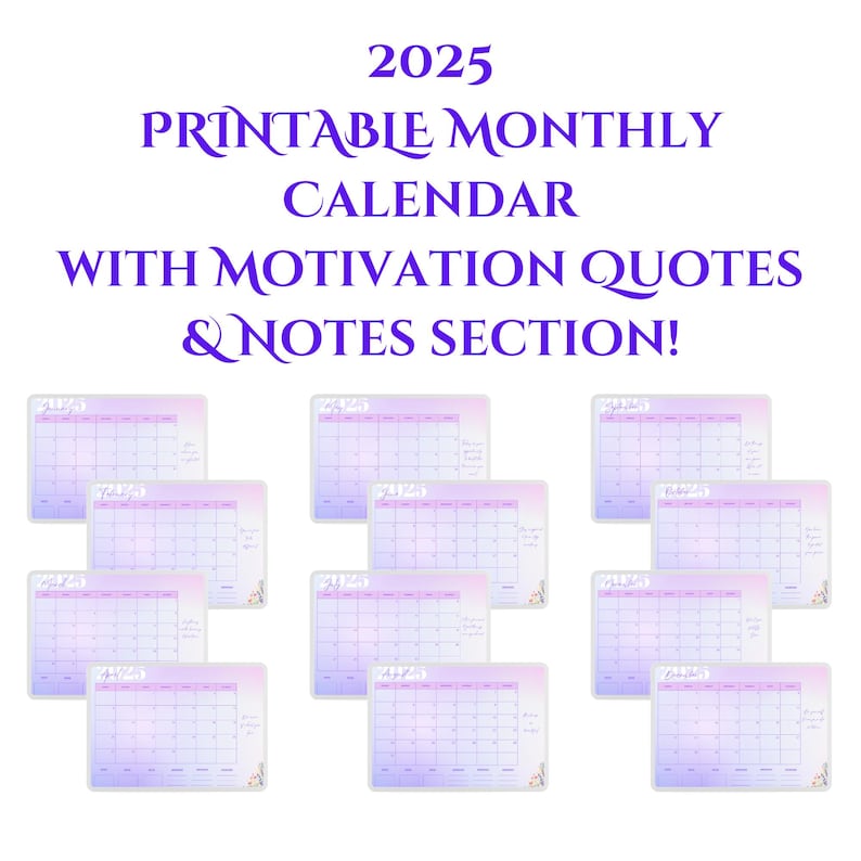 Monthly Blank Calendar, Printable Calendars, 2025 Calendar, Beautiful ...