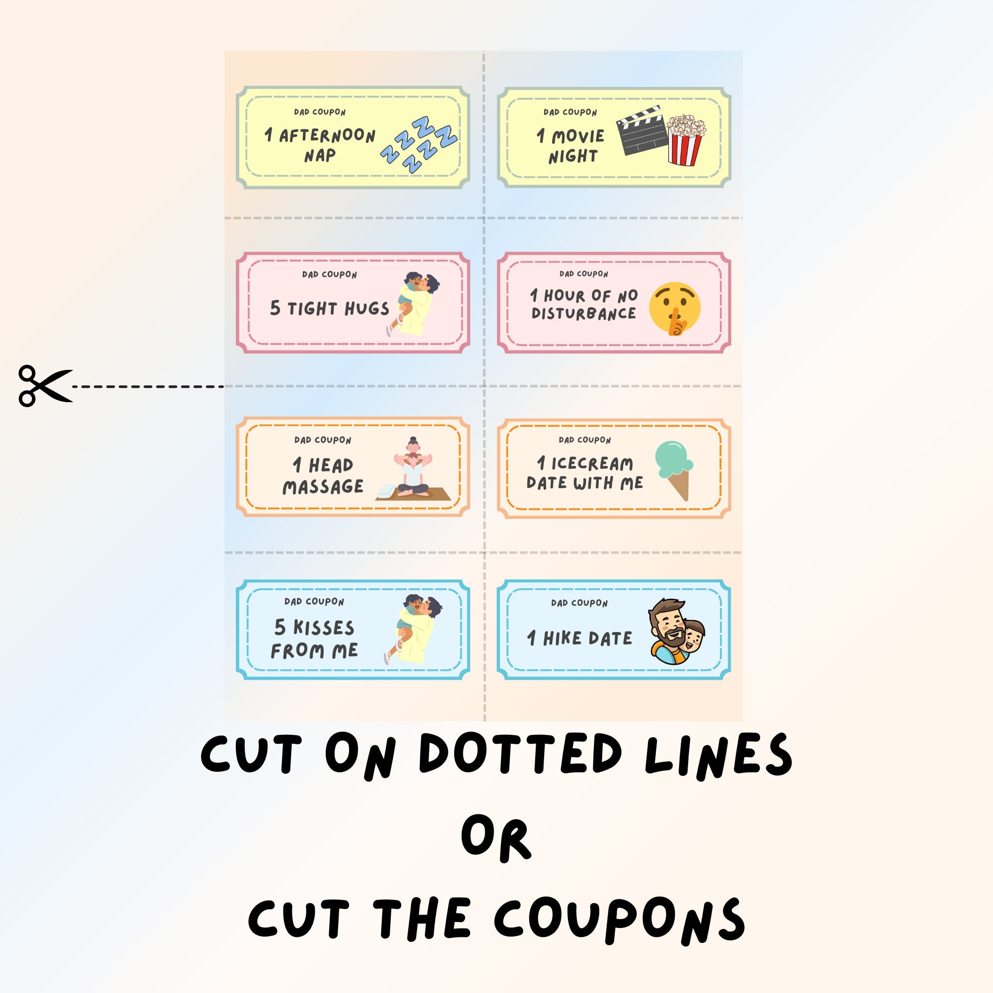 Printable Coupon Book for Dad, Printable Father's Day Coupons, Fathers ...