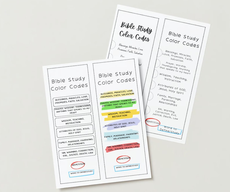 Bible Study Bookmarks Bible Journaling Color Coding Bundle - Etsy