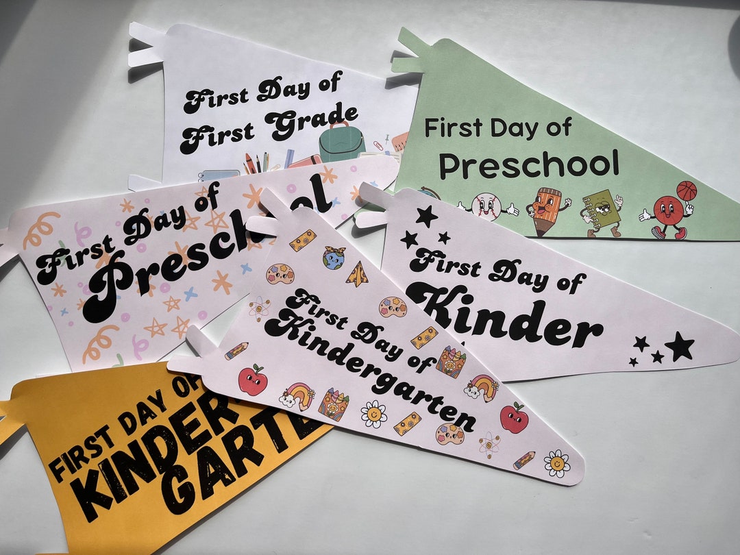 First Day of School Flag Bundle - Pre-k, Kinder, First Grade Flags Over ...