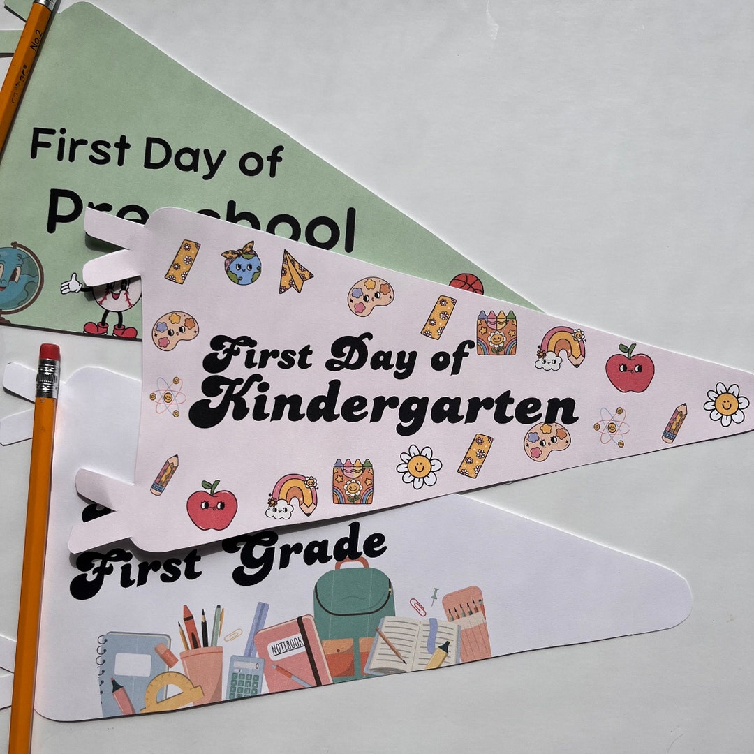 KINDERGARTEN First Day of School Flags 18 Different Flags Boy or Girl ...