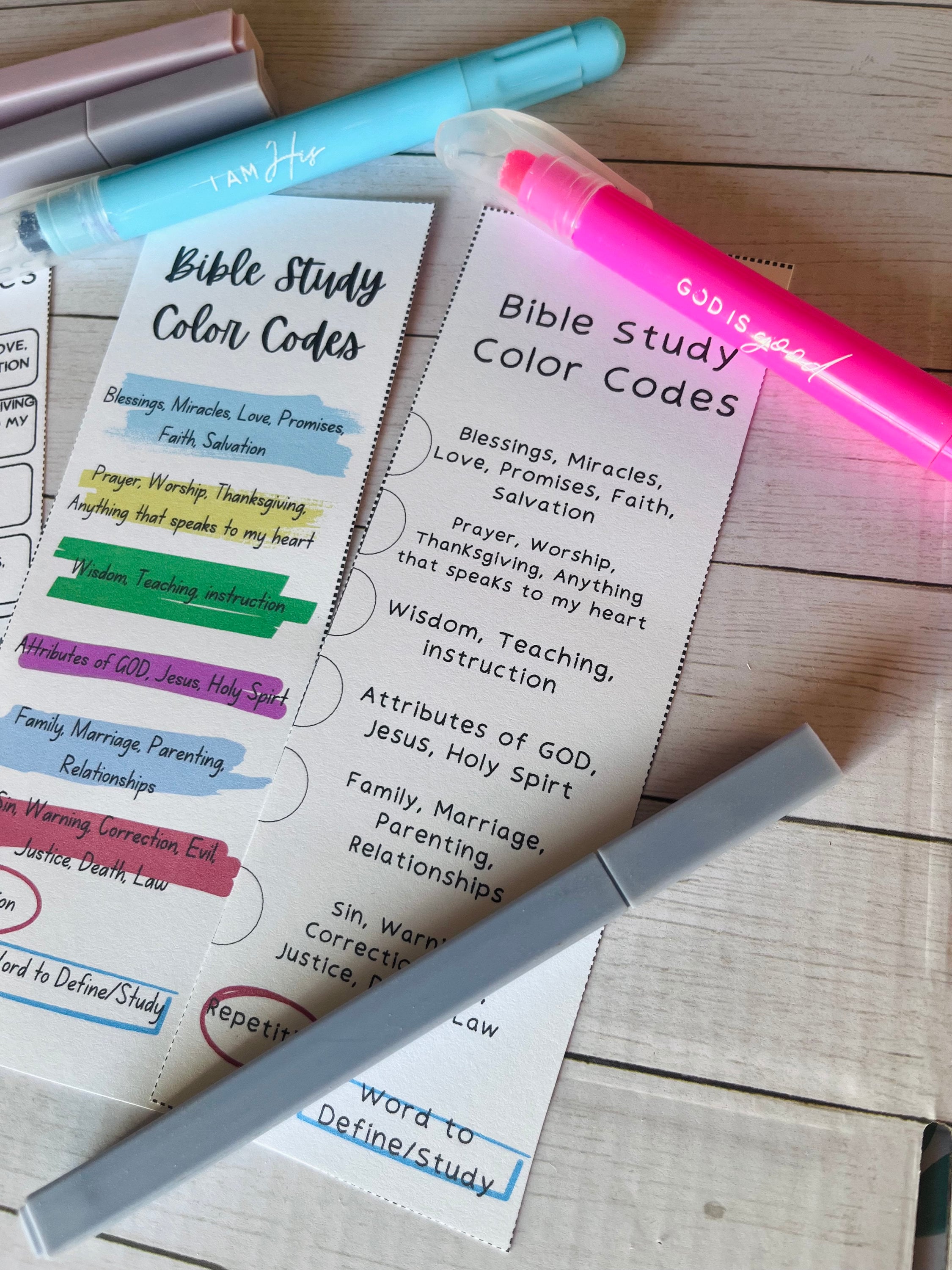 Bible Study Bookmarks Bible Journaling Color Coding Bundle - Etsy