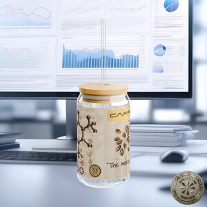 Caffeine Sipper Glass, 16oz, Coffee Beans Science Lover Gift Science ...