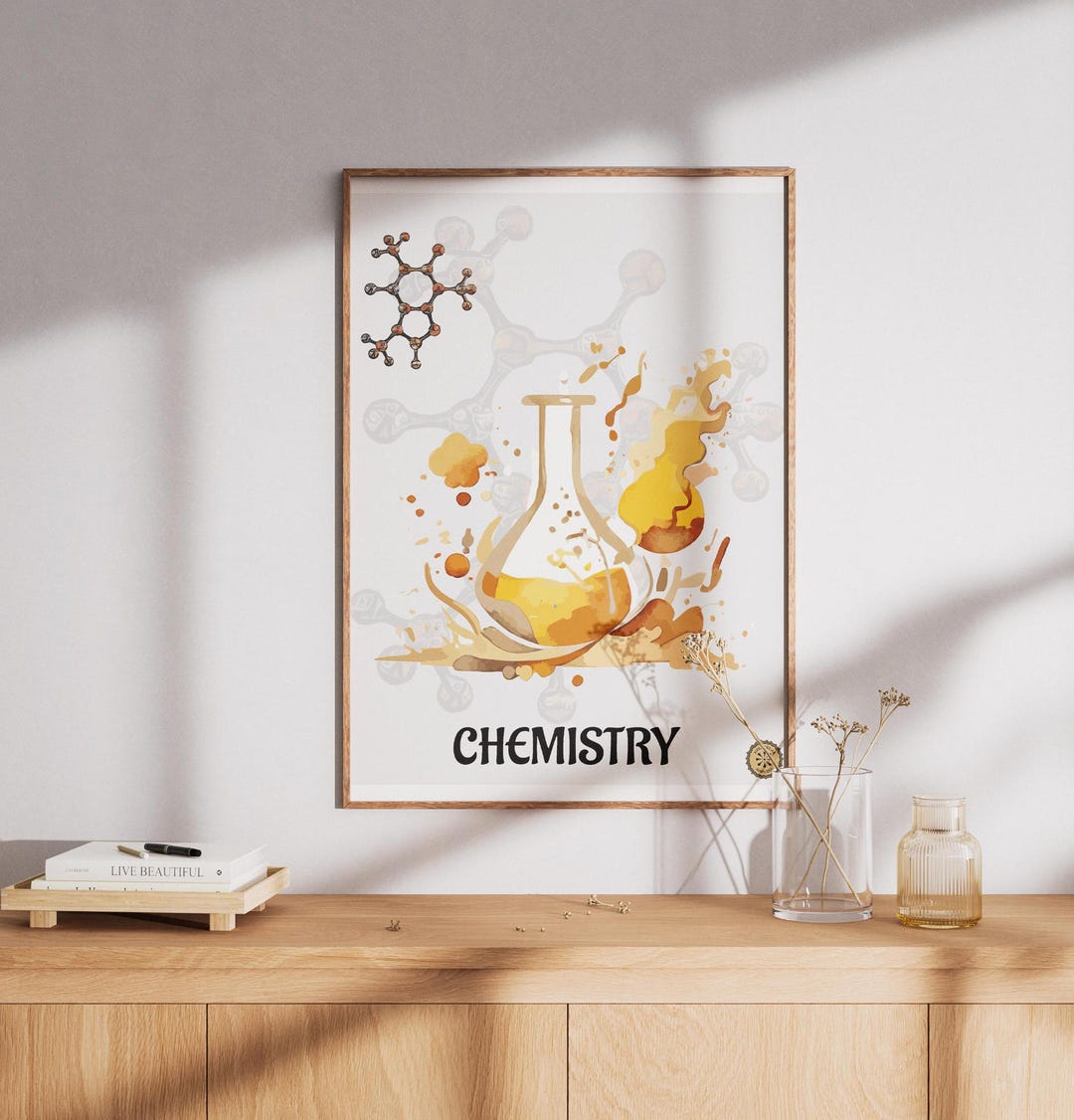 DIGITAL Chemistry Artwork, Stylized Chemistry Art Print - Watercolor ...