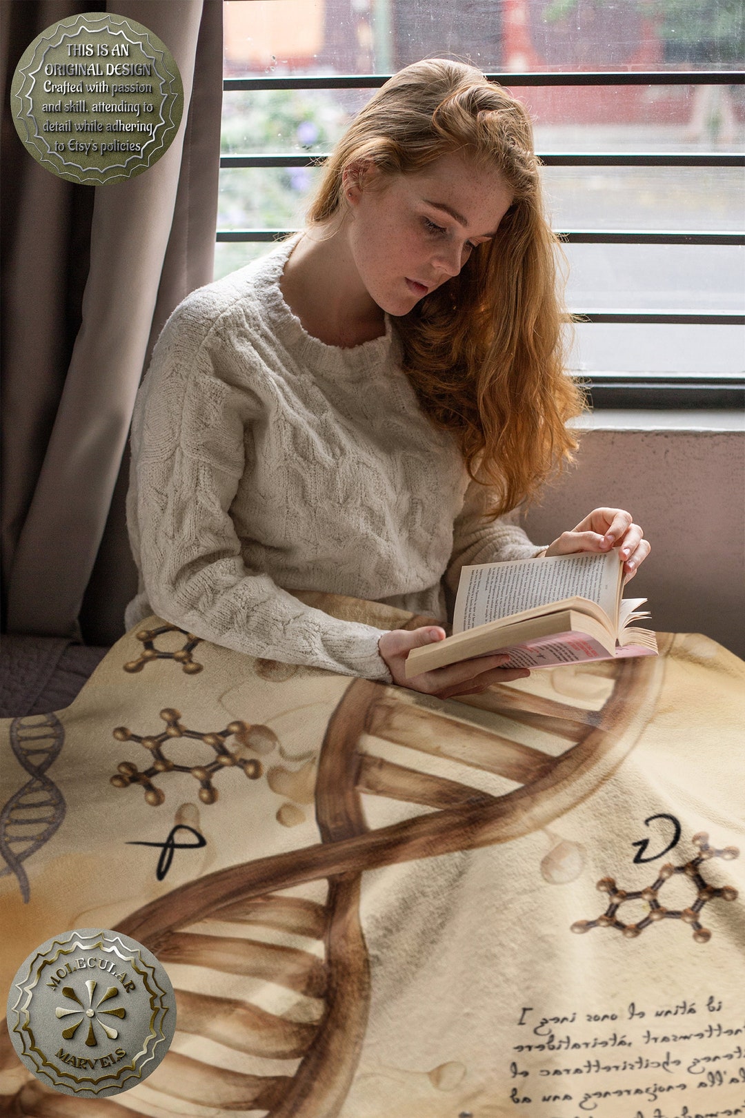 DNA Dreams Velveteen Plush Blanket Chemistry Gift Molecular Style ...