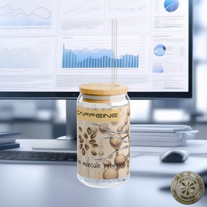 Caffeine Sipper Glass, 16oz, Coffee Beans Science Lover Gift Science ...