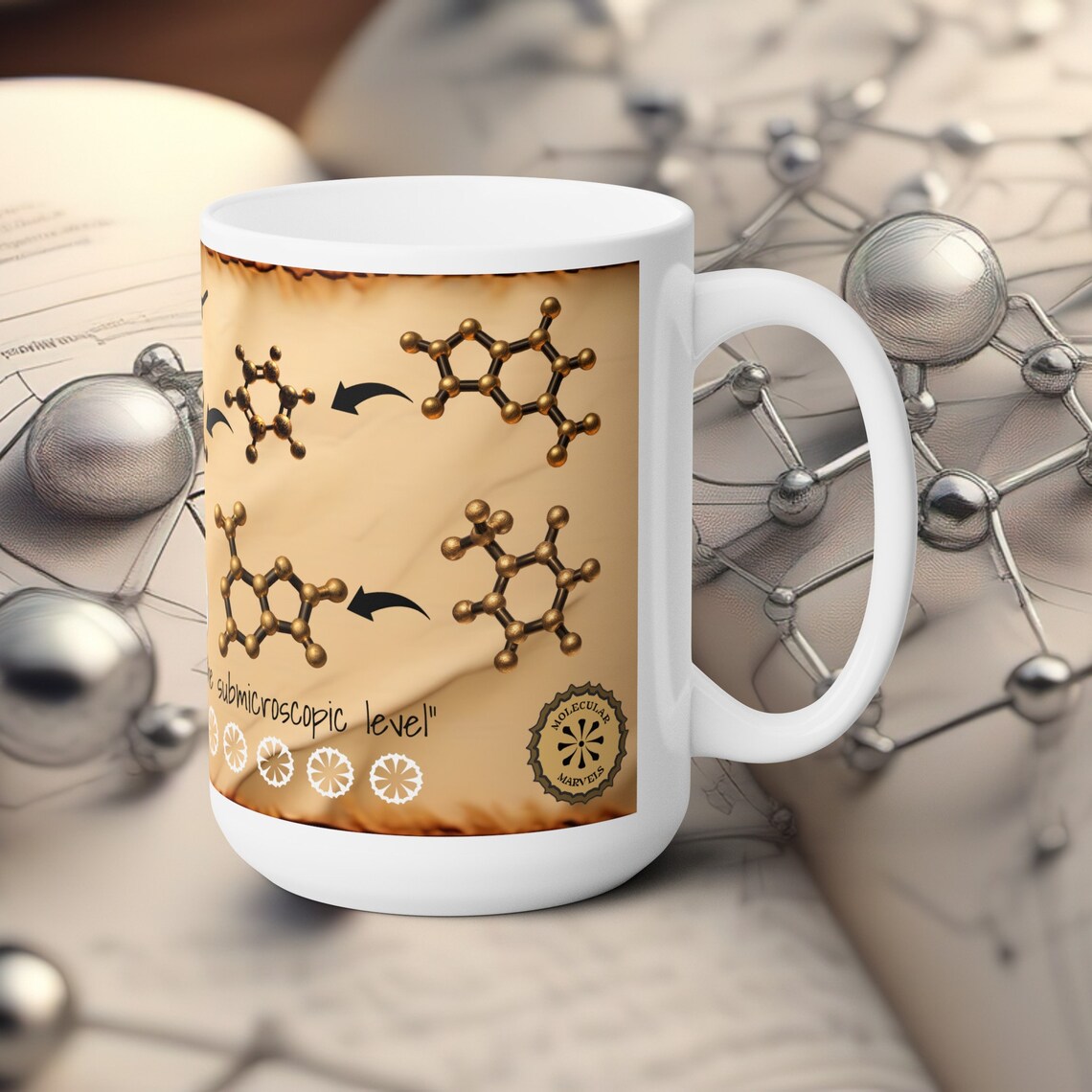 Chemistry Ceramic Mug - Chemist Science Lover Gift - 15oz Mug- Molecular Mug- Organic Chemistry ...