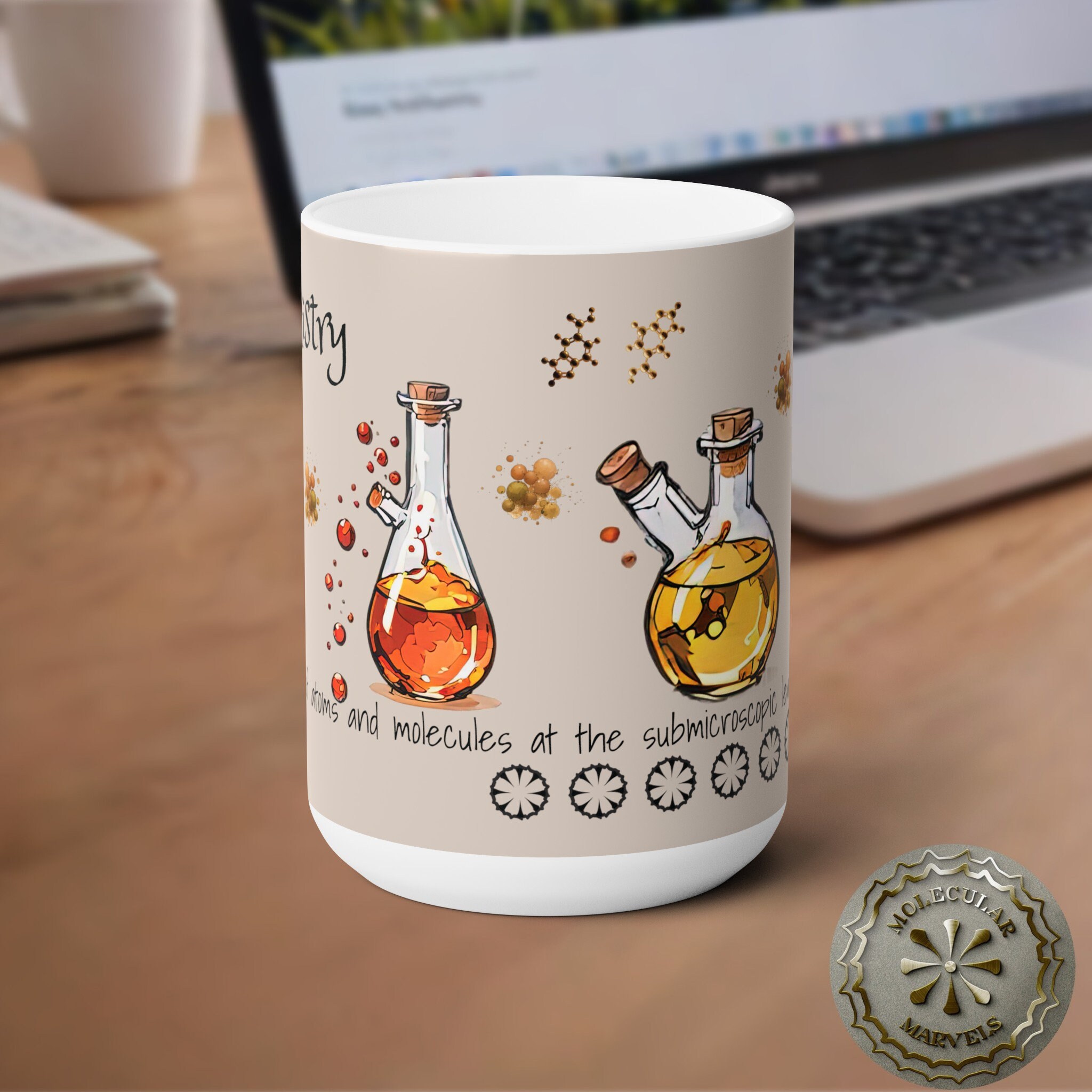 Chemistry Mug 4 Flask Chemist Science Lover Gift 15oz Mug Molecular Mug ...