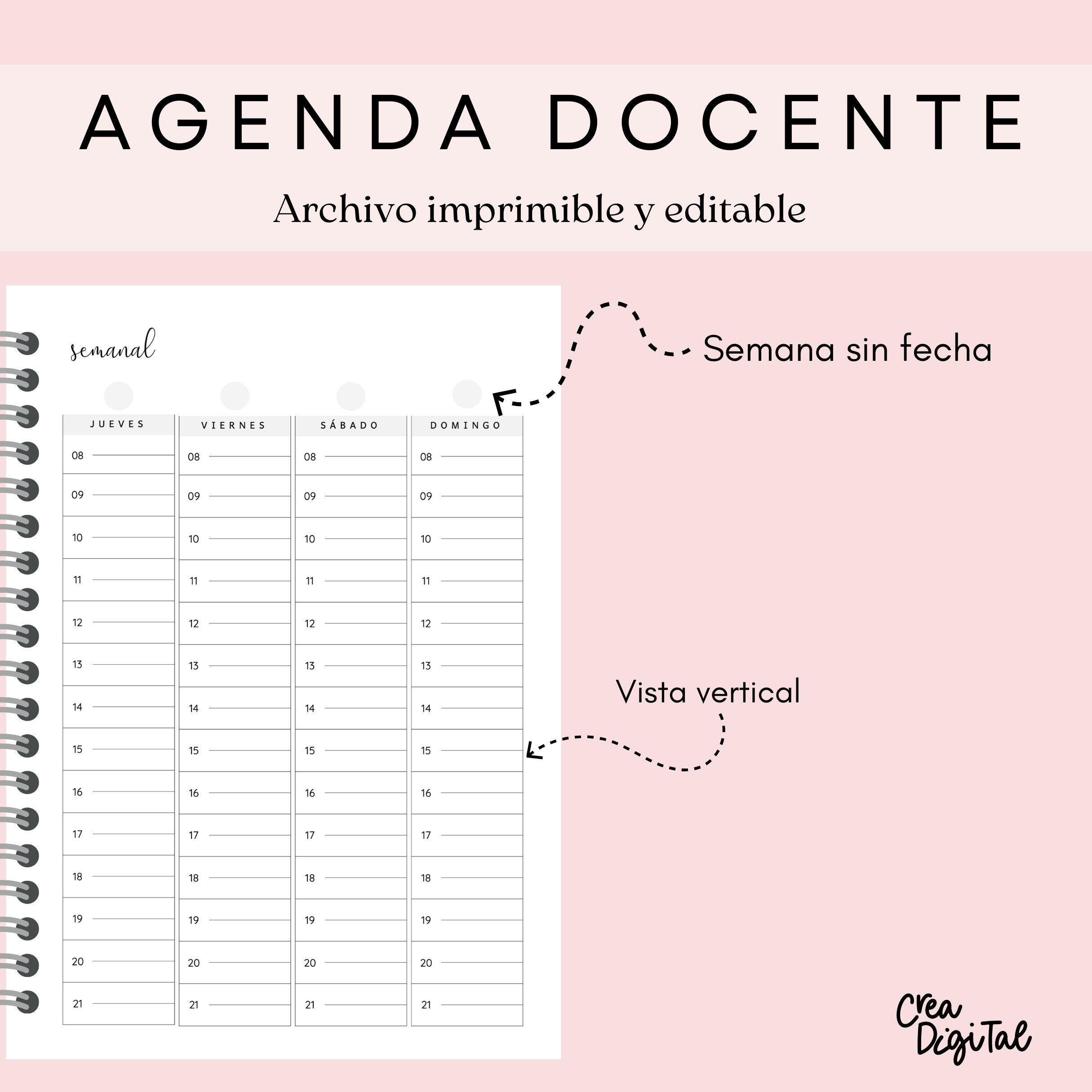 Printable Teacher Agenda Glider 2024 Minimalist Agenda 2024 in Spanish ...