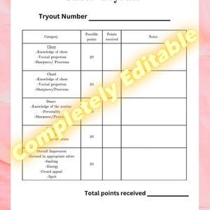 Cheer Tryout Editable Scoresheet - Etsy