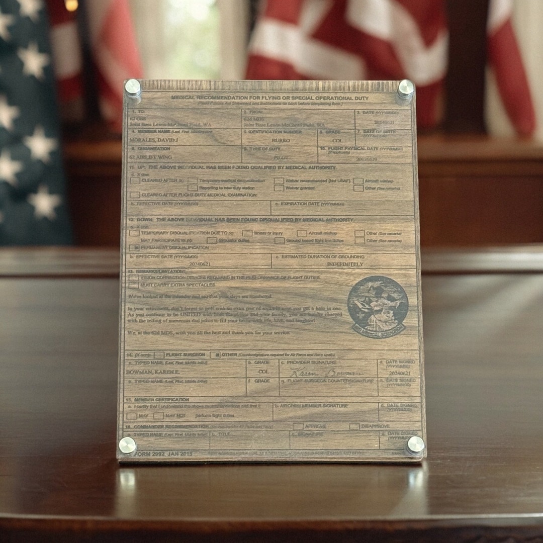 Fully Customizable 8.5x11” DD Form Plaque- DD214, Medical Waiver, Etc ...