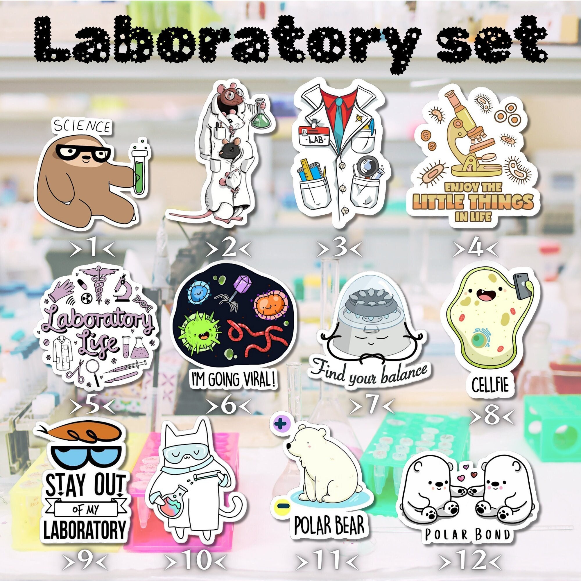 LABORATORY SET Stickers - Etsy