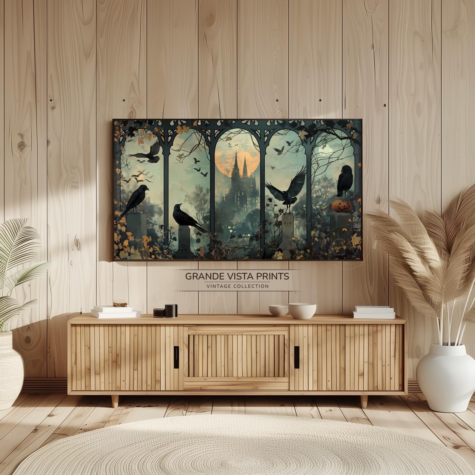 Spooky Halloween Crow Frame TV Art | Halloween Background Wallpaper ...