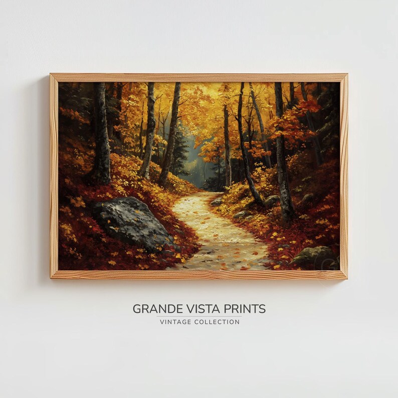 Autumn Fall Forest Landscape Painting Printable Wall Art Printable ...