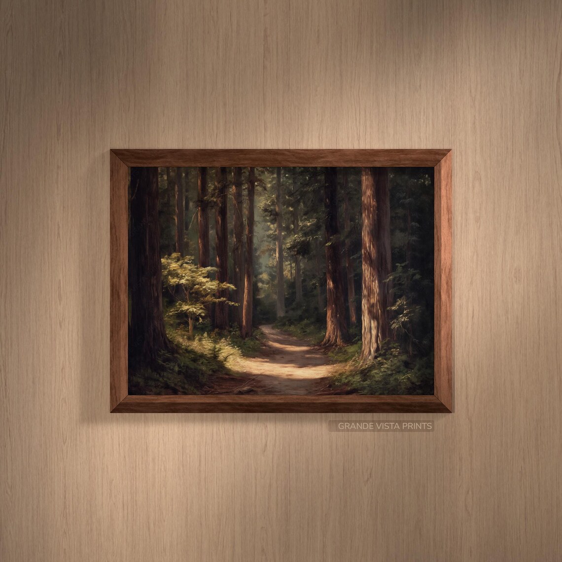 Printable Redwood Forest Path Landscape Painting | Forest Path ...