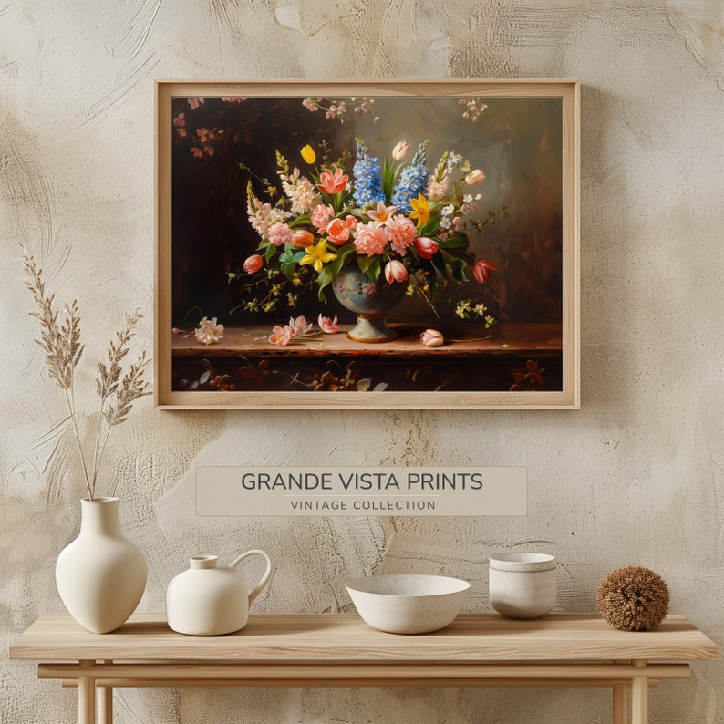 Flower Boquet Printable Painting Digital Download Printable Wall Art ...