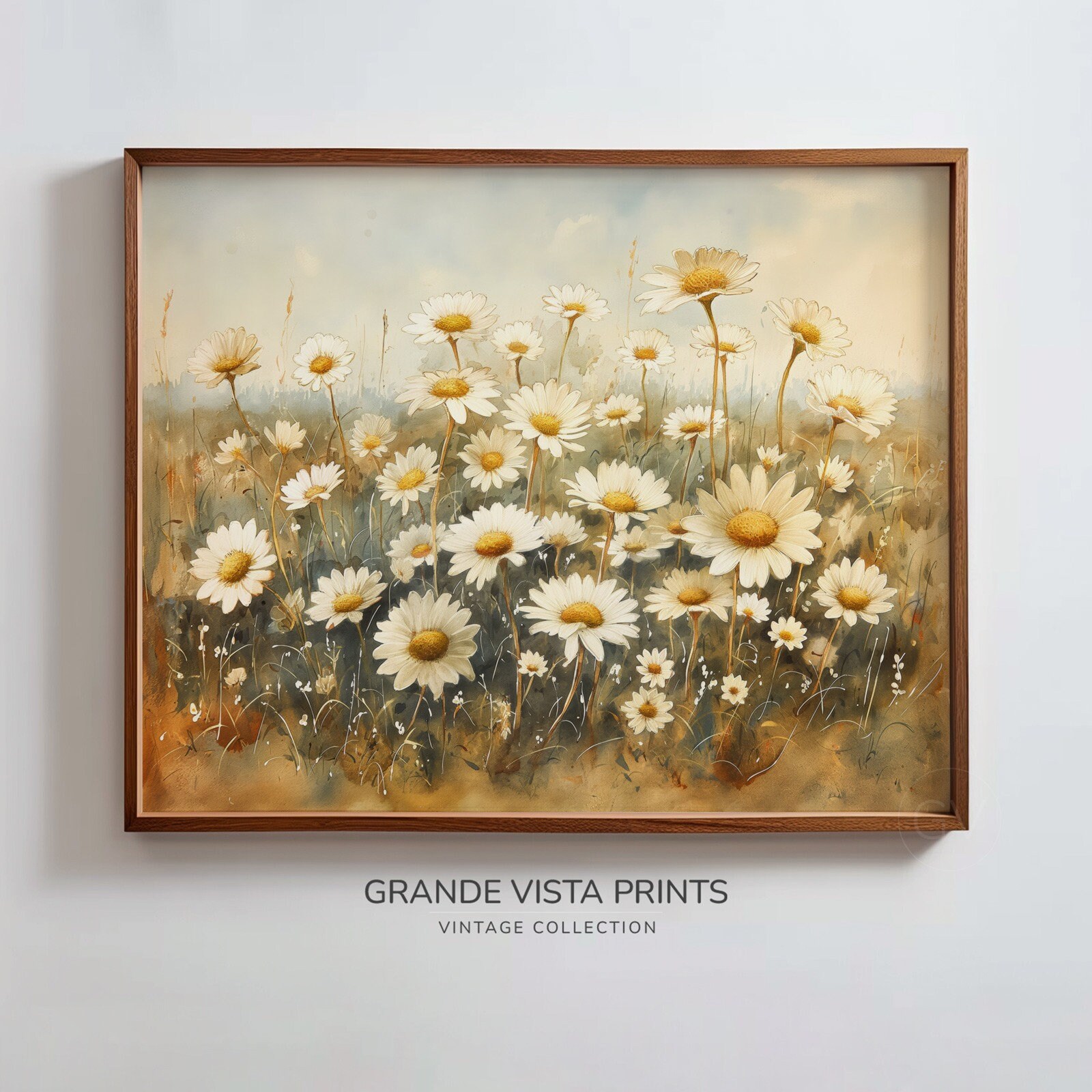 Spring Daisy Field Printable Landscape Painting Digital Download ...