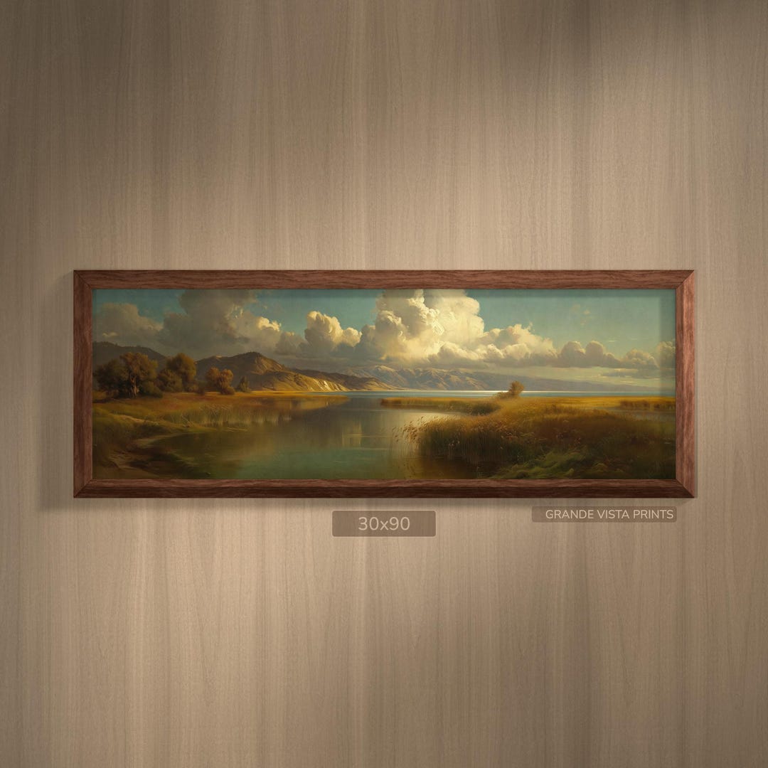 Panoramic Country Nature Wall Art Printable, Wide Lake House Decor ...