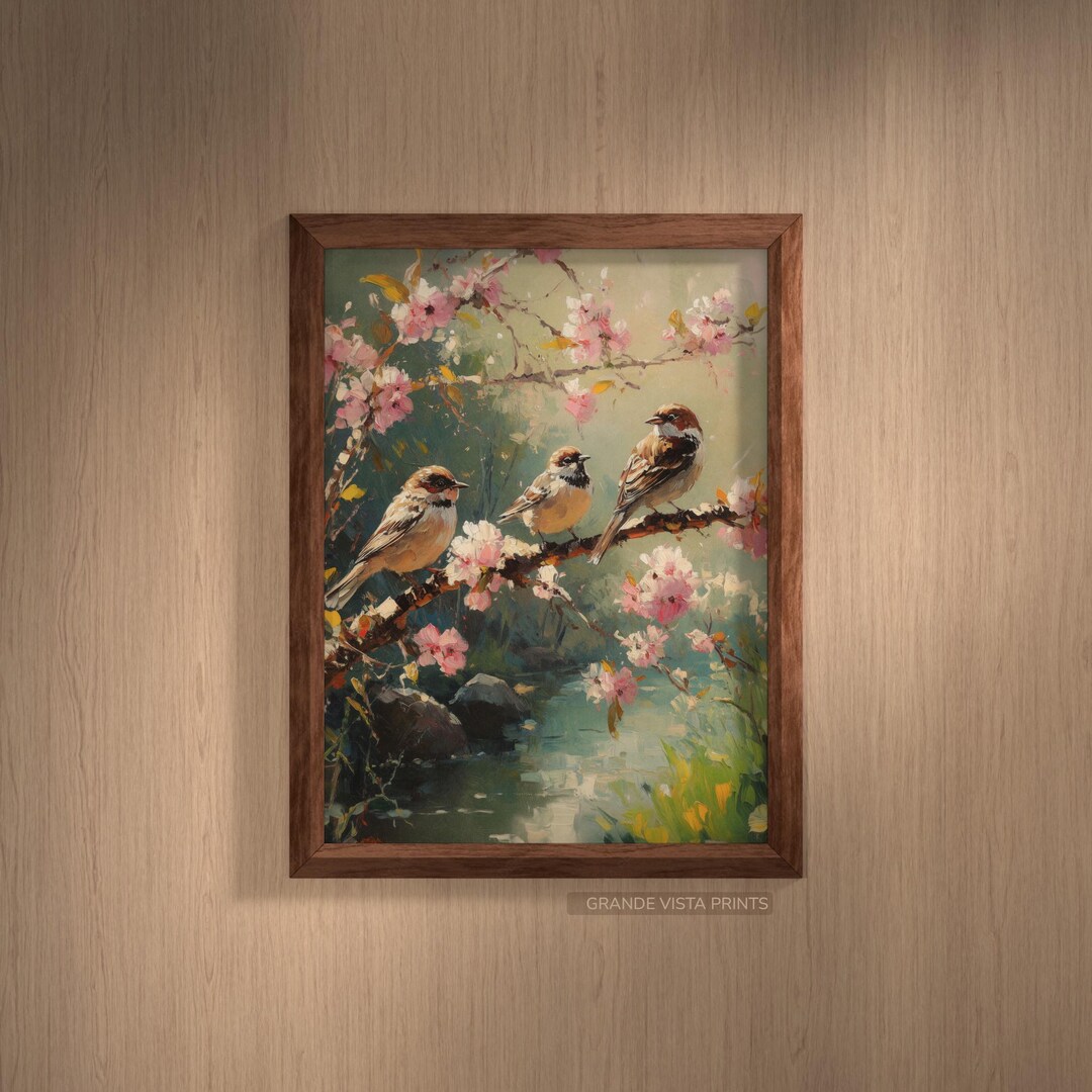 Spring Bird Artwork Printable Painting | Nature Spring Digital Download ...