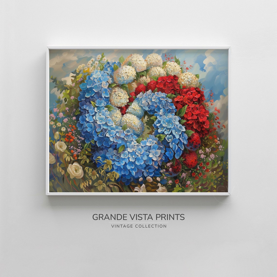 Independence Day Flower Painting Printable Wall Art Fourth of July ...