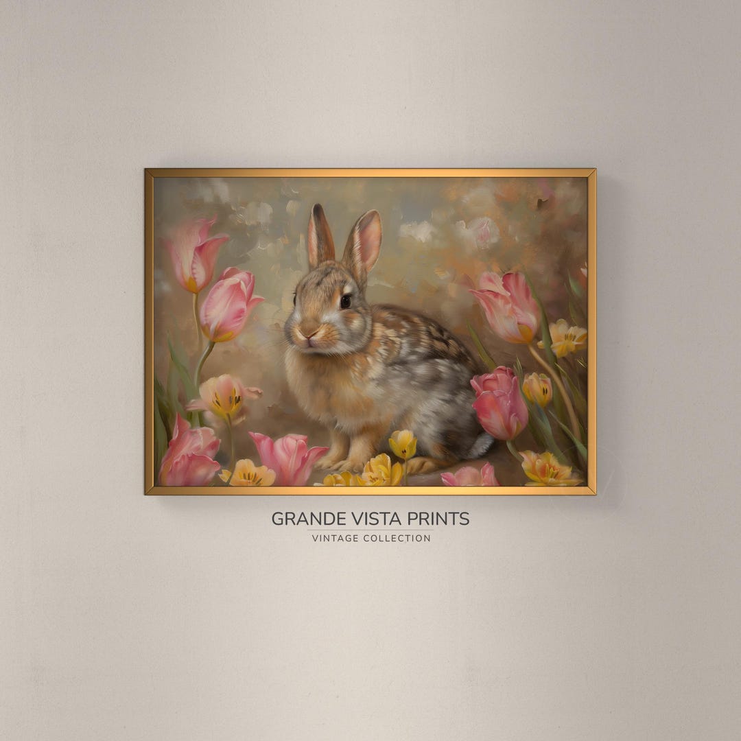 Easter Rabbit Printable Painting | Easter Digital Wall Art | Instant ...
