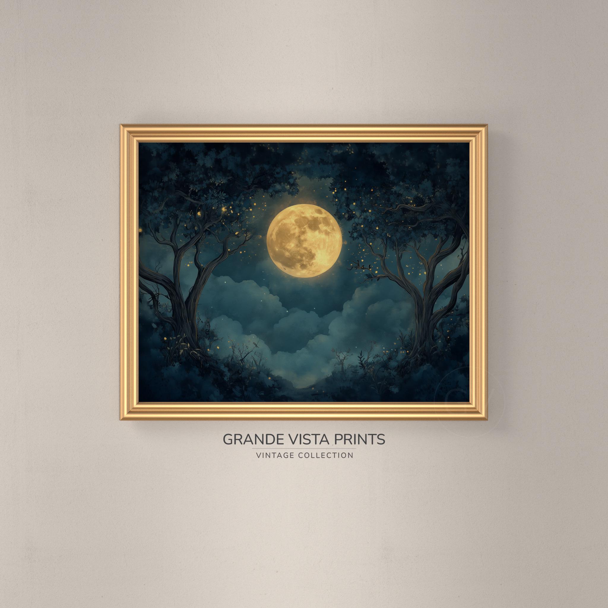 Printable Moon Night Painting | Moon Painting Digital Download ...