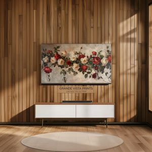Red and White Rose Frame TV Art | White and Red Flower Still Life Art ...