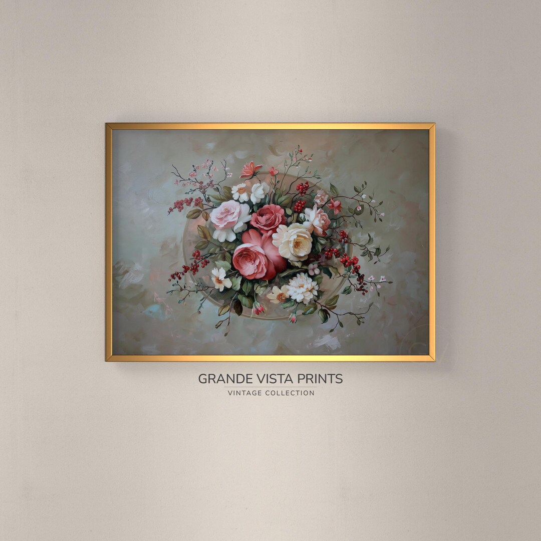 Printable Pinkish Flower Wall Art Flower Painting Printable Pink Flower ...