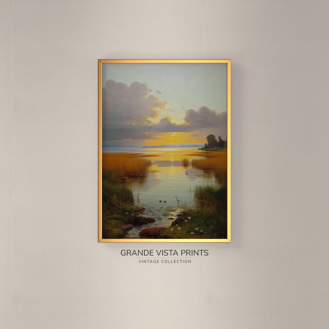 Cottagecore Lake Landscape Printable Wall Art, Forest Lake Landscape ...