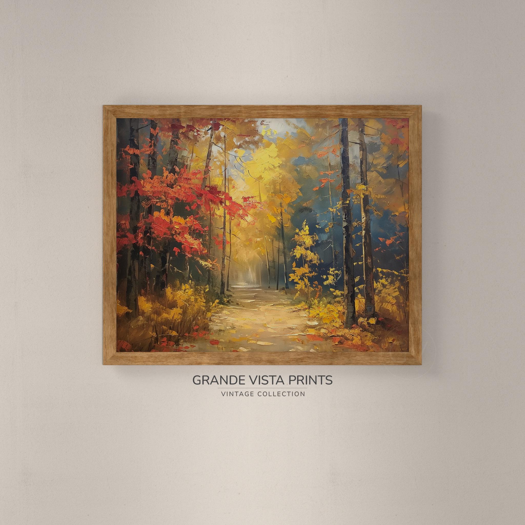 Fall Autumn Forest Painting Printable, Fall Colors Forest Landscape ...