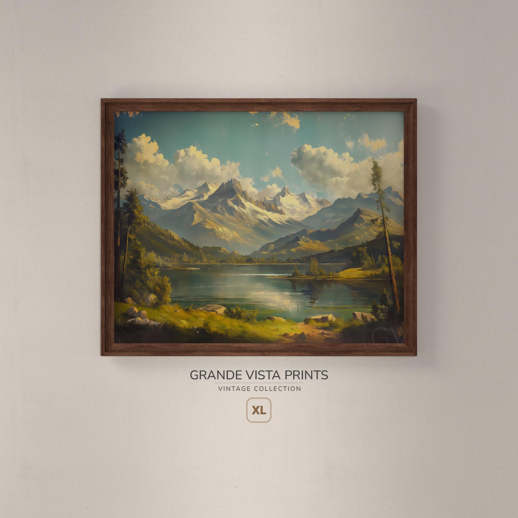 Spring Mountain Lake Extra Large Printable Landscape Painting | Spring ...