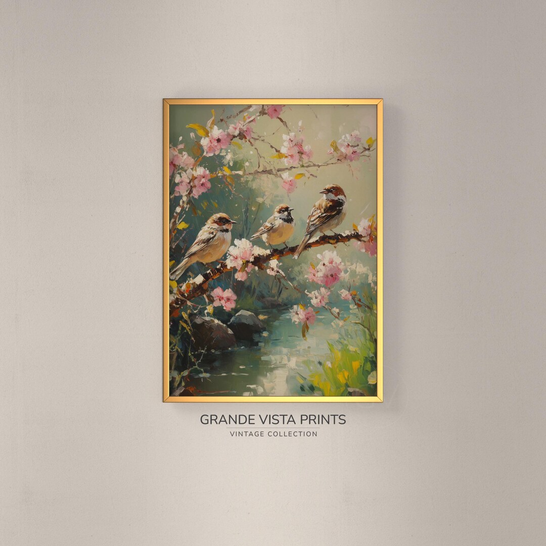 Spring Bird Artwork Printable Painting | Nature Spring Digital Download ...