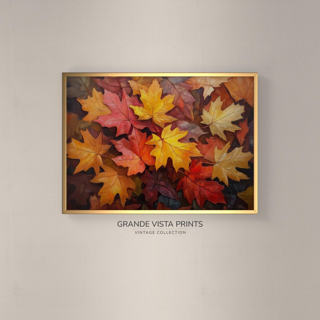 Colorful Falling Leaves Printable Painting | Printable Fall Autumn Wall ...