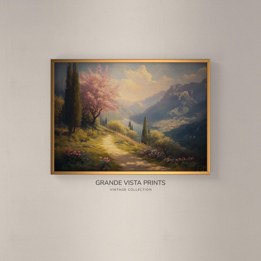Spring Valley Landscape Painting Printable Wall Art | Spring Landscape ...
