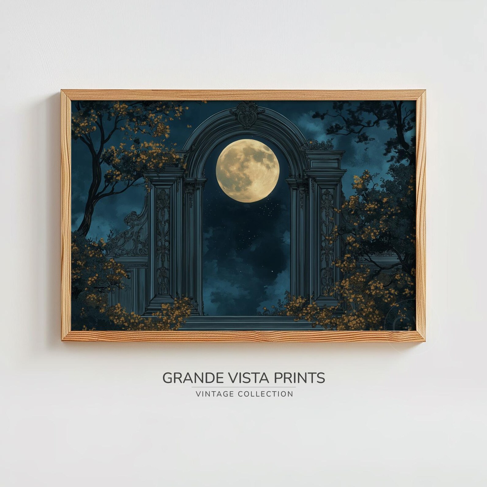 Printable Halloween Moon Artwork Halloween Moon Painting Digital ...