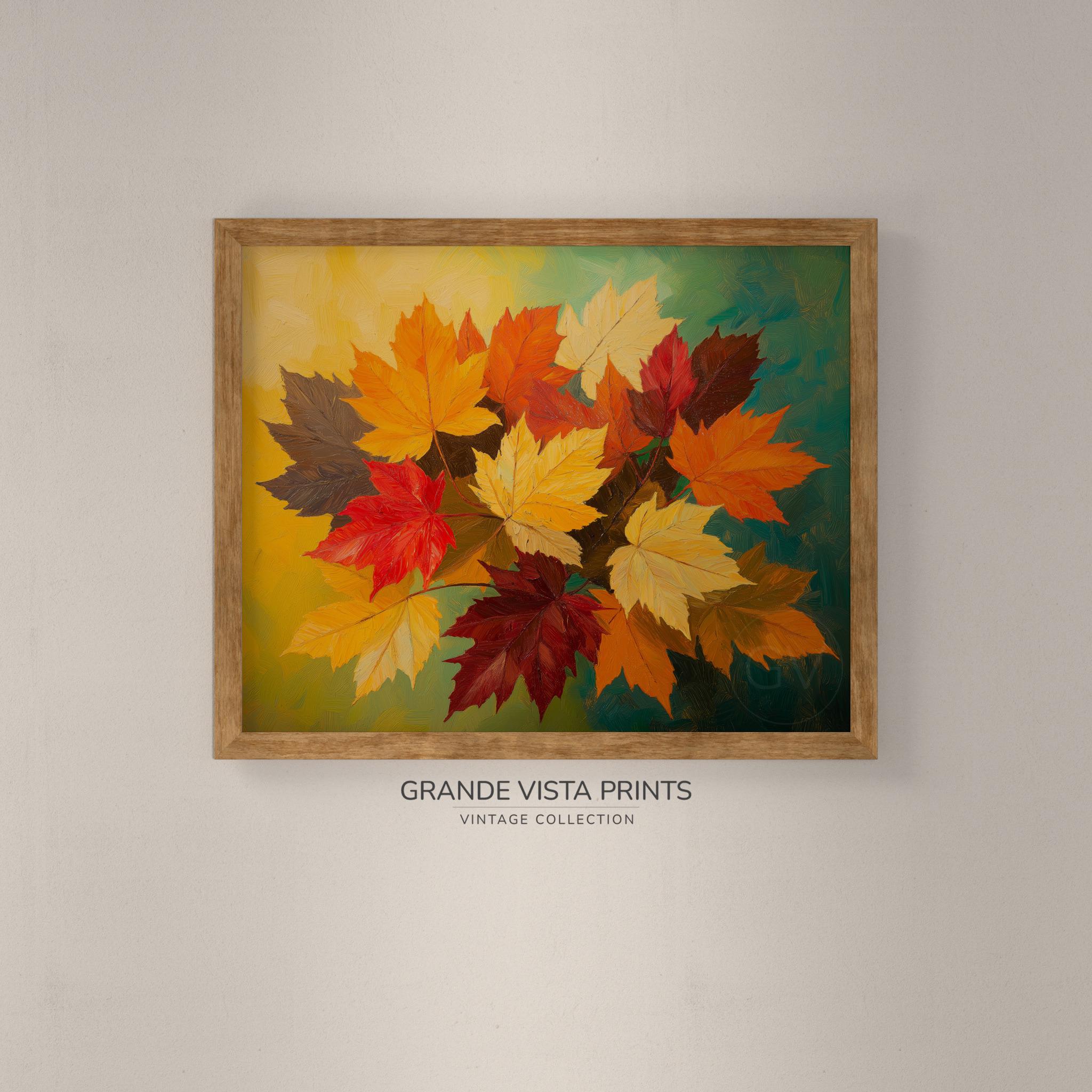 Colorful Falling Leaves Printable Painting | Printable Fall Autumn Wall ...