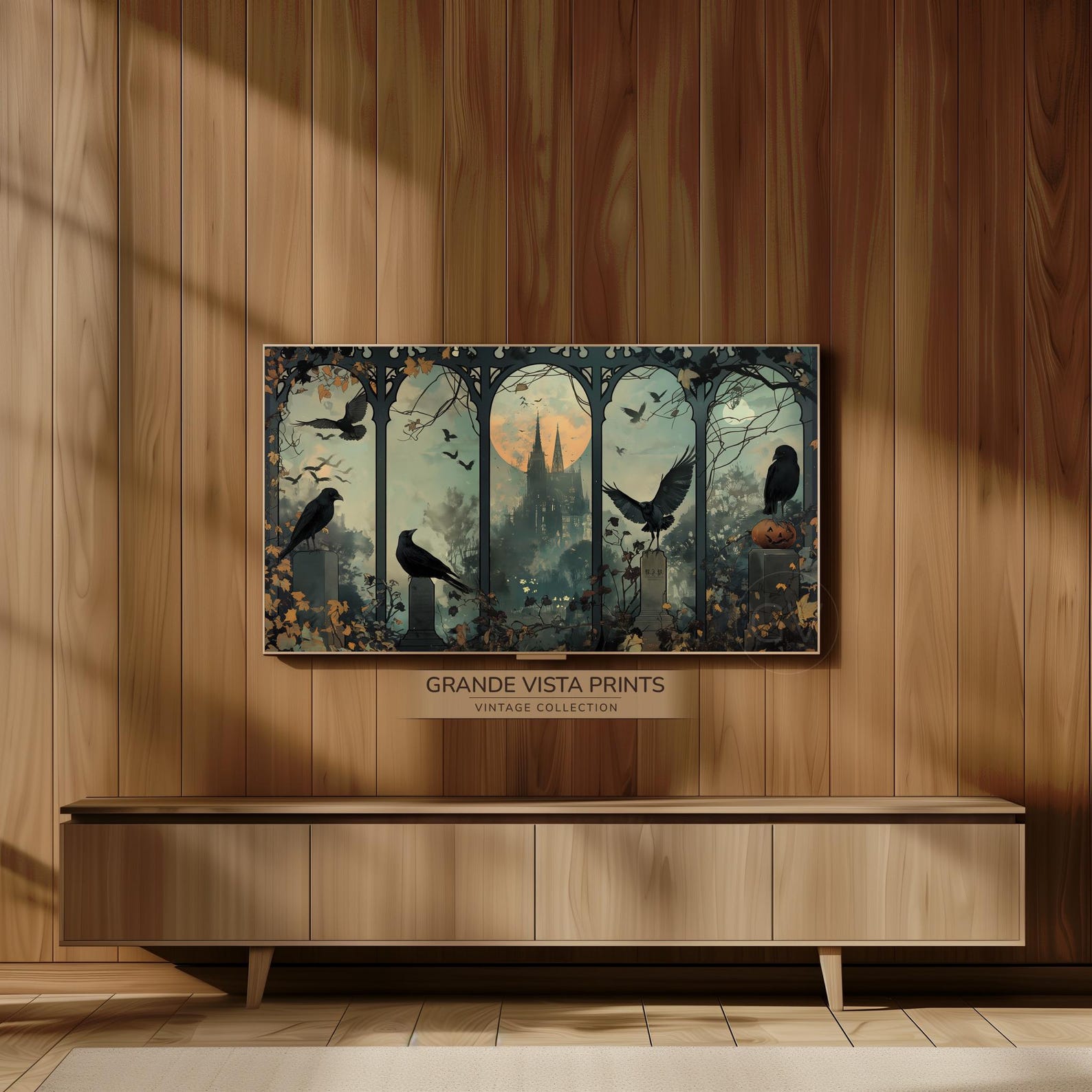 Spooky Halloween Crow Frame TV Art | Halloween Background Wallpaper ...