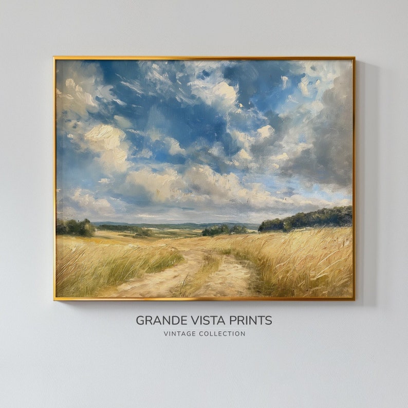 Midsummer Wheatfield Printable Landscape Painting Wall Art Instant ...